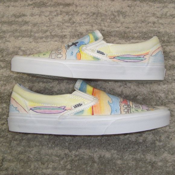 Vans | Shoes | Nwot Vans Custom Unisex Beach Surfer Van Sunset ...